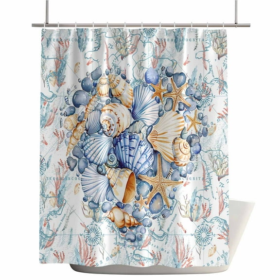 Coral Seahorse Theme Bathroom Shower Curtain Set Includes 72x72-inch ...