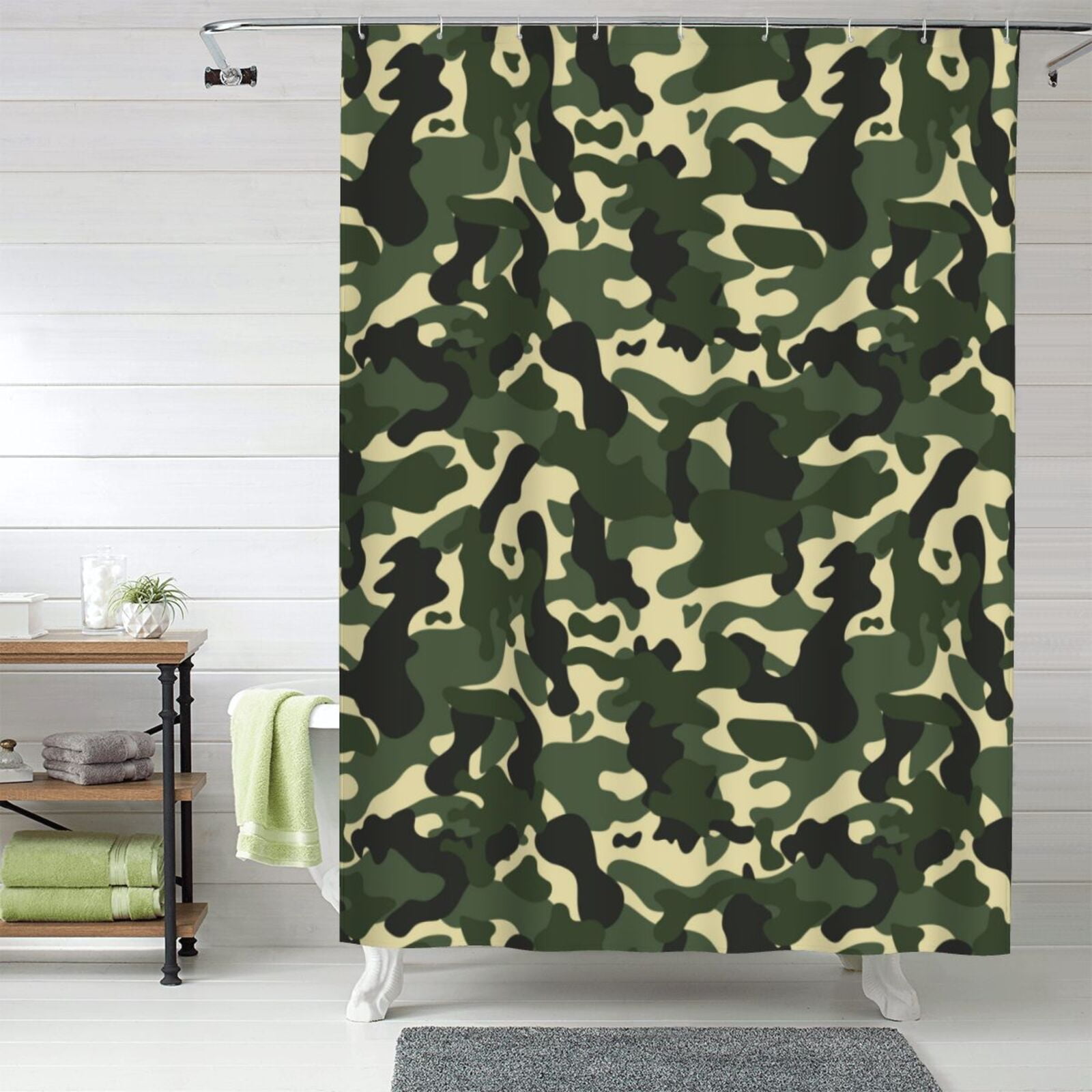 Shower Curtains for Bathroom - Camouflage Dark Green Washable ...