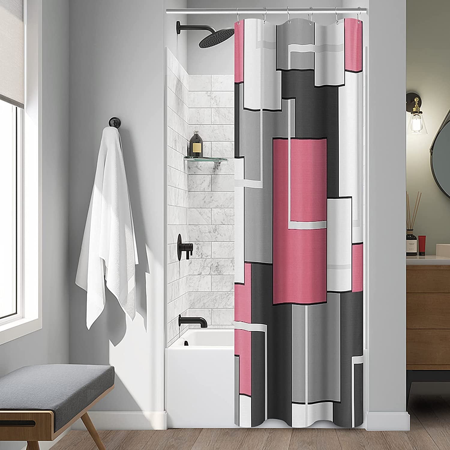 Shower Curtains for Bathroom Shower Curtains Set Modern Geometric ...