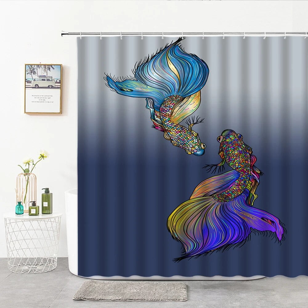 Shower Curtains Colored Fish Tail Sea Creatures 3D Living Room Bedroom ...