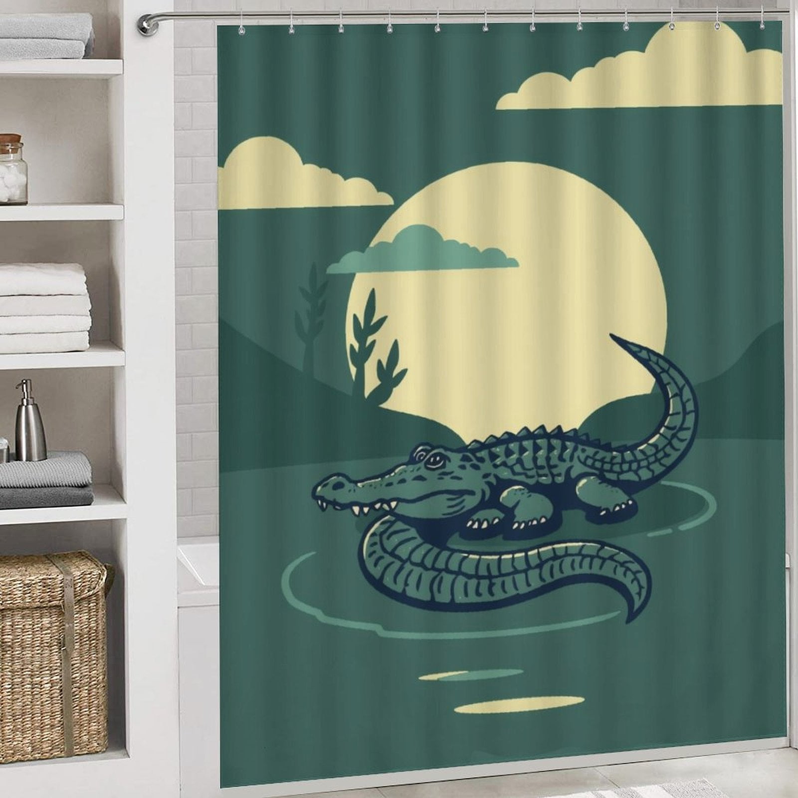 Shower Curtains Crocodile Moon Water Bath Curtain Modern Simple Fabric ...