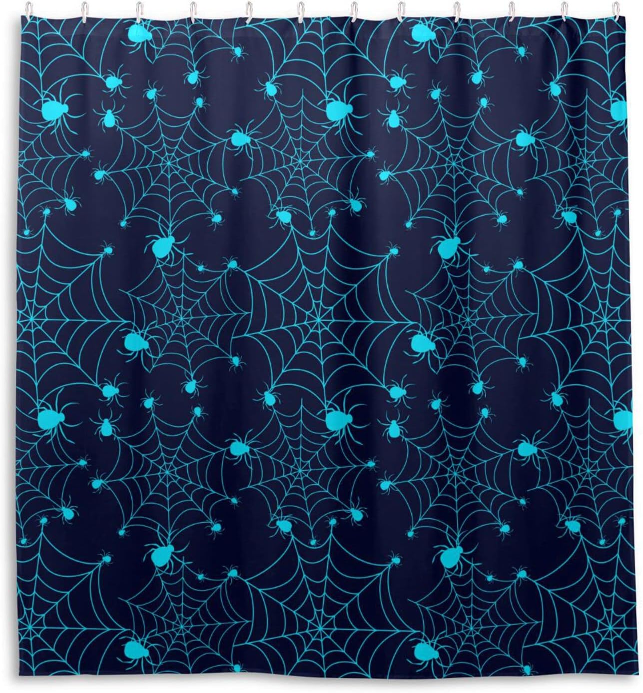 Shower Curtains Halloween Blue Spider Web Curtain, Waterproof Fabric ...