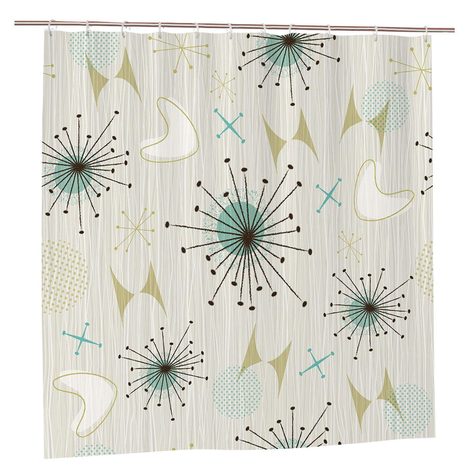 Shower Curtains Mid Century Modern Atomic Age Retro for Bathroom with ...