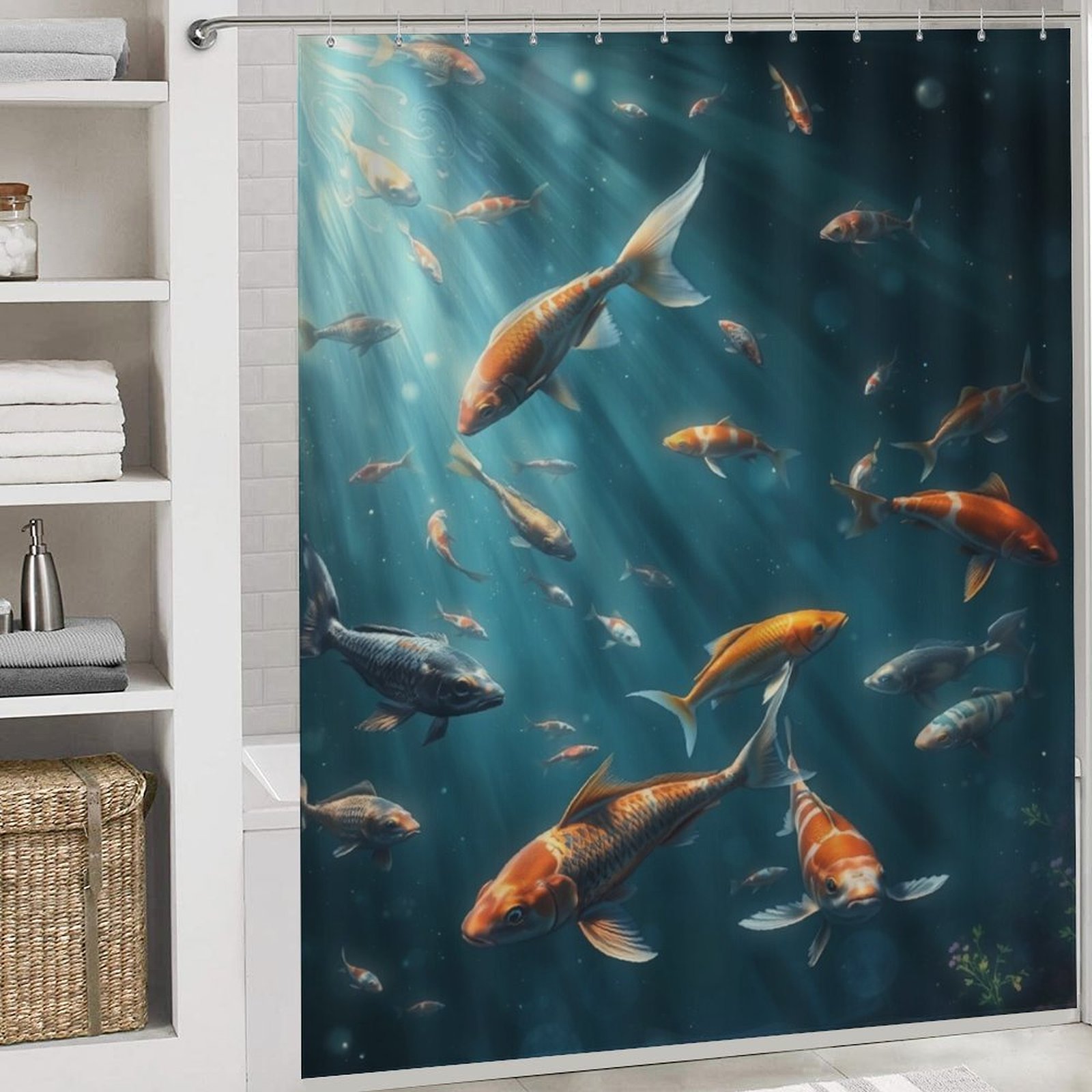 Shower Curtains Rainbow Fish Bath Curtain Modern Simple Fabric Bathroom ...
