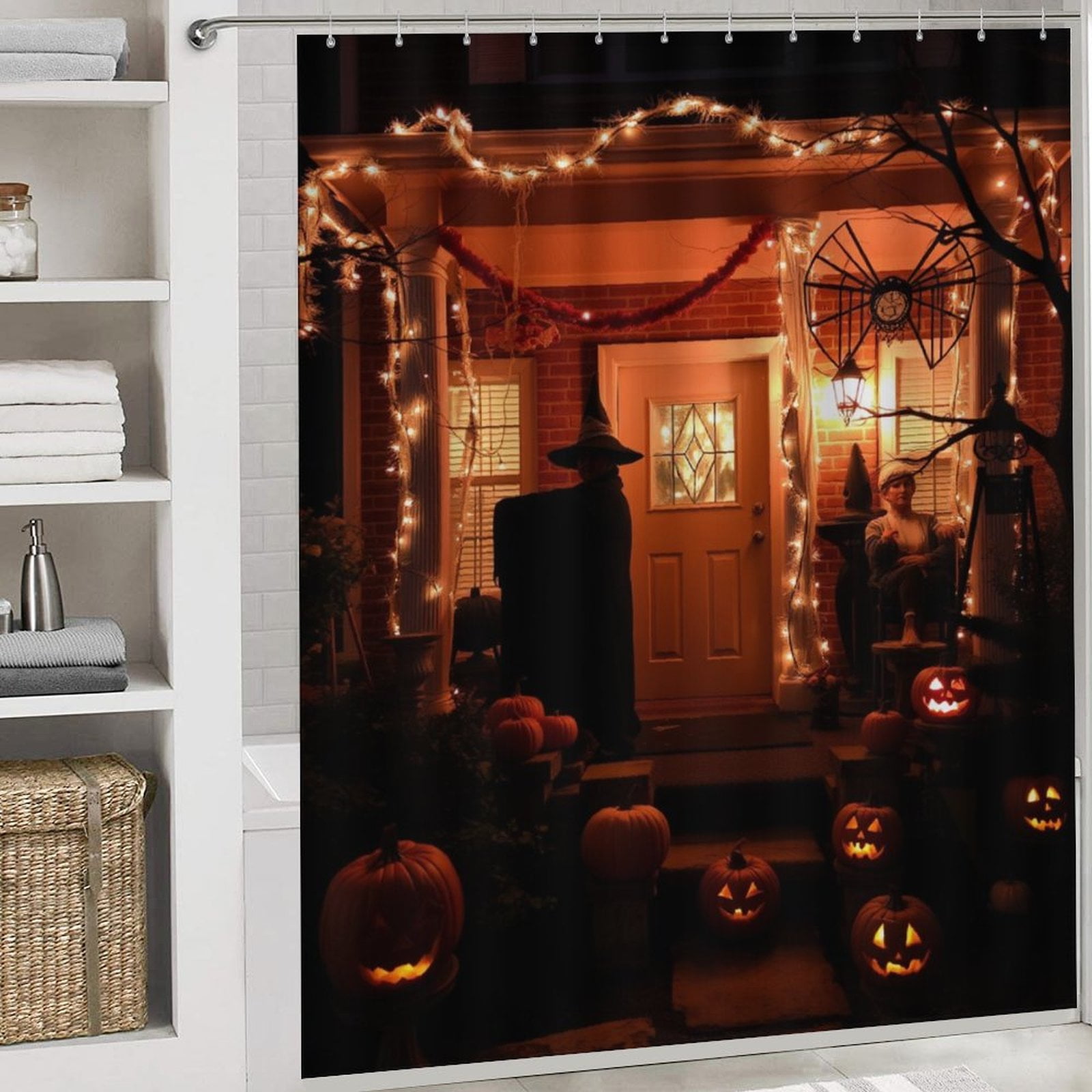 Shower Curtains Spooky Halloween House Bath Curtain Modern Simple ...