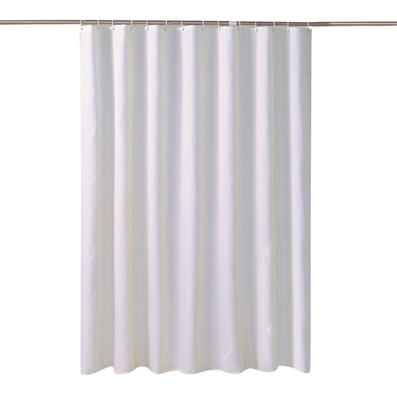 Shower Curtains White Waterproof Fabric Weighted Hem Machine Washable ...