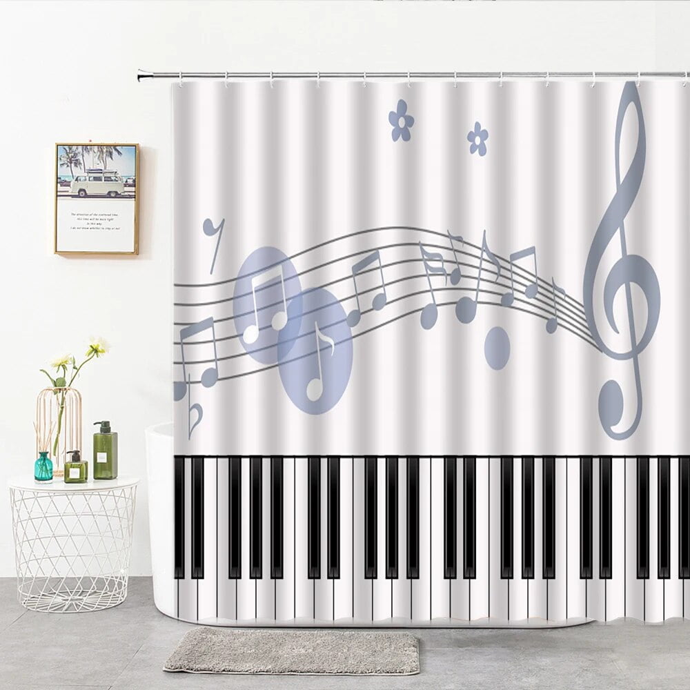 Shower Curtains With Hooks Piano Key Music Home Bathroom Decoration ...