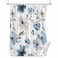 Shower Curtains for Bathroom-36"x72",Blue Light Brown Flower Leaves ...