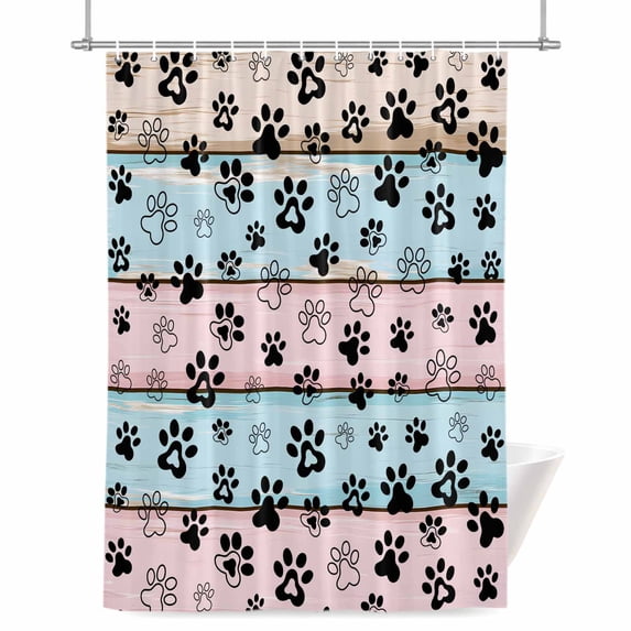 Shower Curtains for Bathroom-36"x72",Dog Paw Farm Colorful Wood Board ...