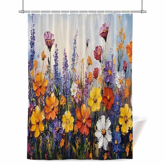 Shower Curtains for Bathroom-36"x72",Retro Colorful Lavender Flower ...
