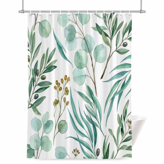 Shower Curtains for Bathroom-36"x72",Watercolor Eucalyptus Leaves ...