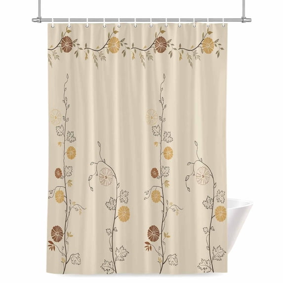 Shower Curtains for Bathroom-60"x72",Abstract Flower Leaves Waterproof ...