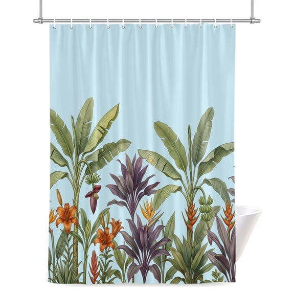 Shower Curtains for Bathroom-60"x72",Summer Green Lush Palms Leaf on ...