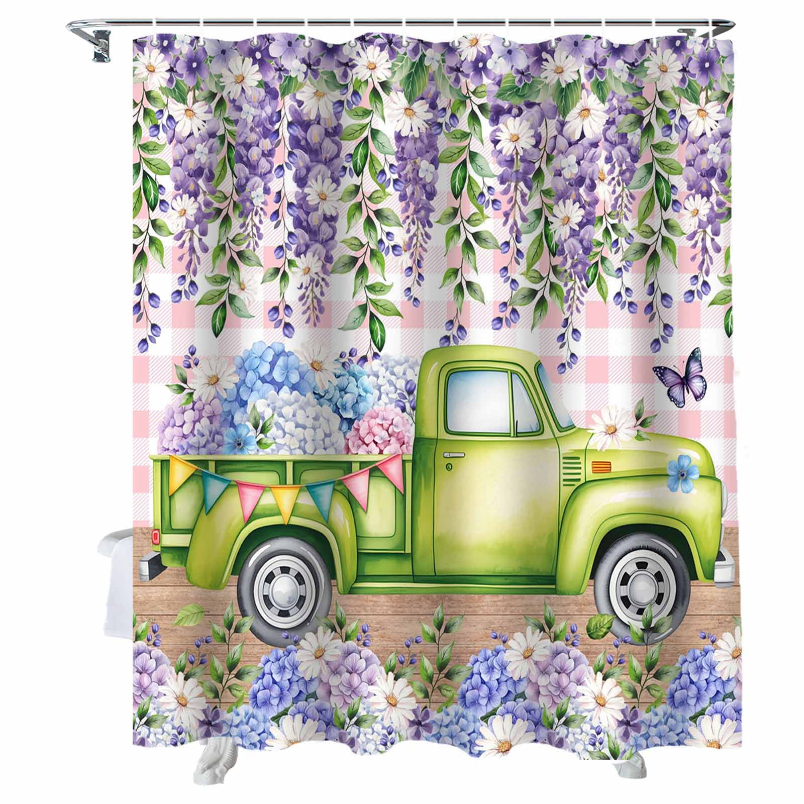 Shower Curtains for Bathroom-72"x72",Spring Flowers Lavender Waterproof ...
