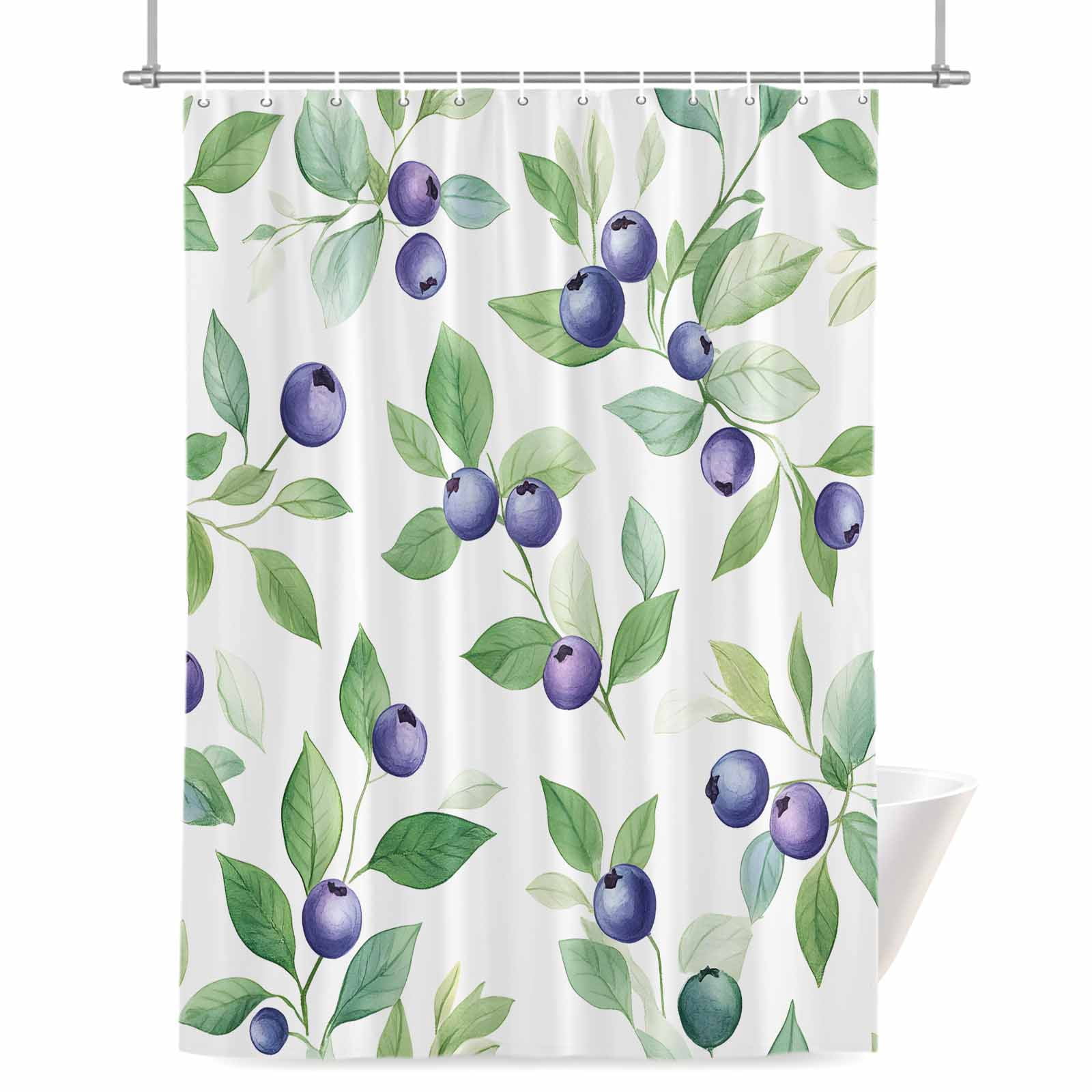 Shower Curtains for Bathroom-72"x72",Summer Cartoon Blueberry Leaf ...
