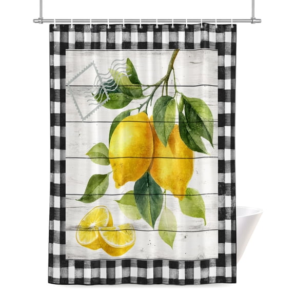 Shower Curtains for Bathroom-72"x72",Watercolor Spring Lemon Leaves ...