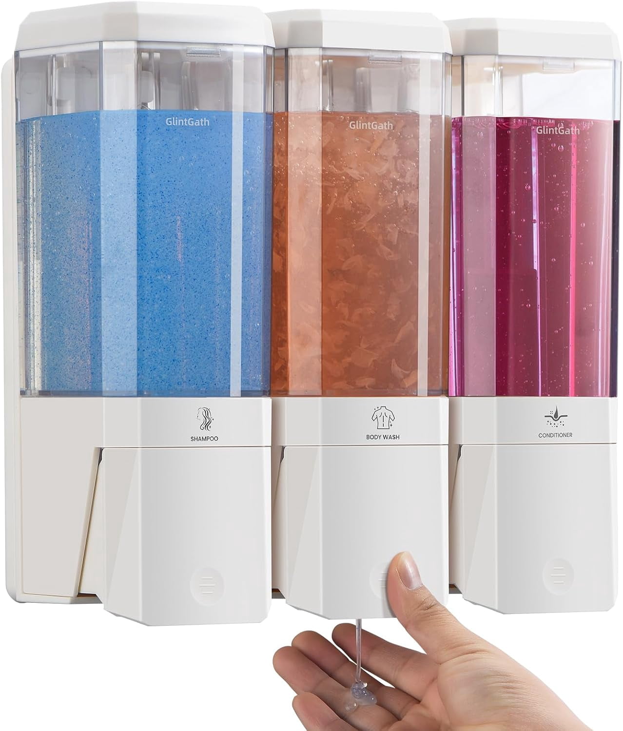 Shower Dispenser 3 Chamber No Drill Wall Mounted Shampoo Conditioner ...