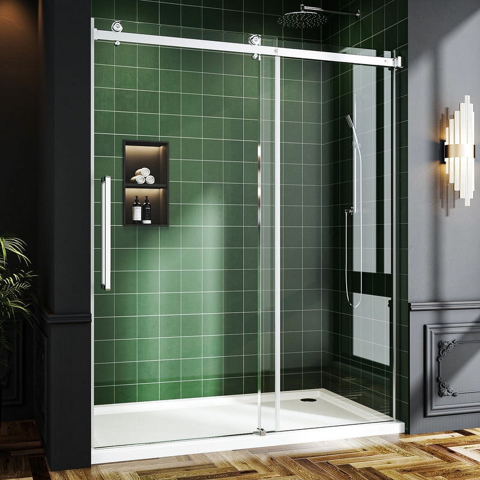 Shower Door, 48 in W x 72 in Frameless Bypass Sliding Shower Door ...