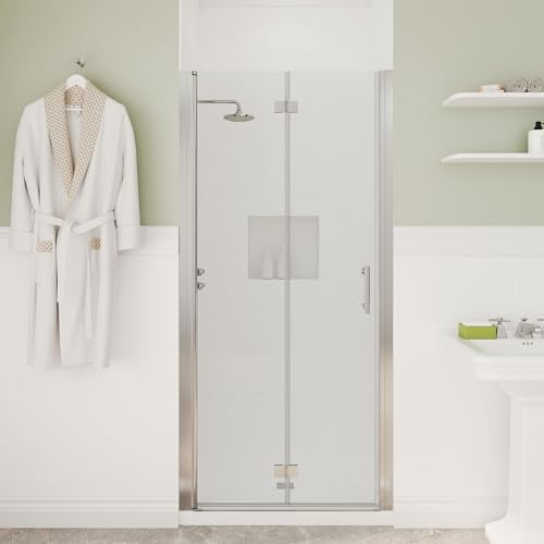 Shower Doors 36 in.W X 72 in.H Semi Frameless Bifold Pivot Swing Shower ...