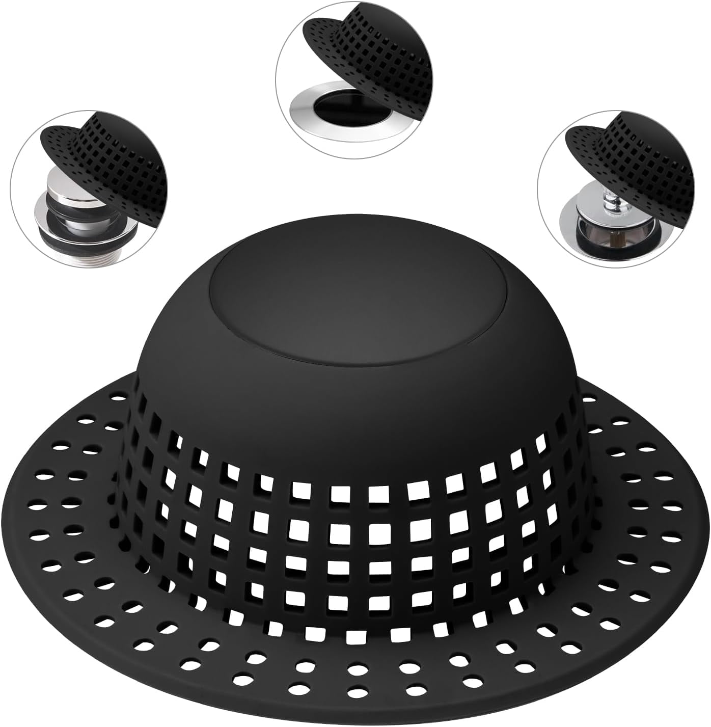 Shower Drain Hair Catcher, Bathtub Drain Cover Foldable Silicone Shower ...