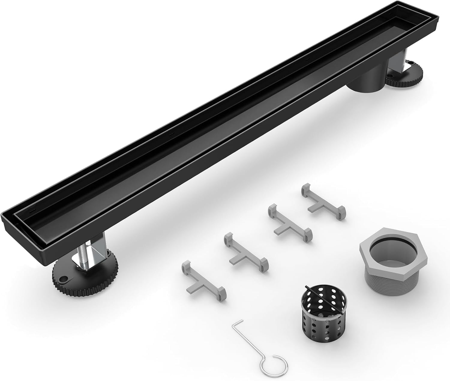 Shower Drain Offset for Bathroom: 28-Inch Black Linear Shower Drain ...