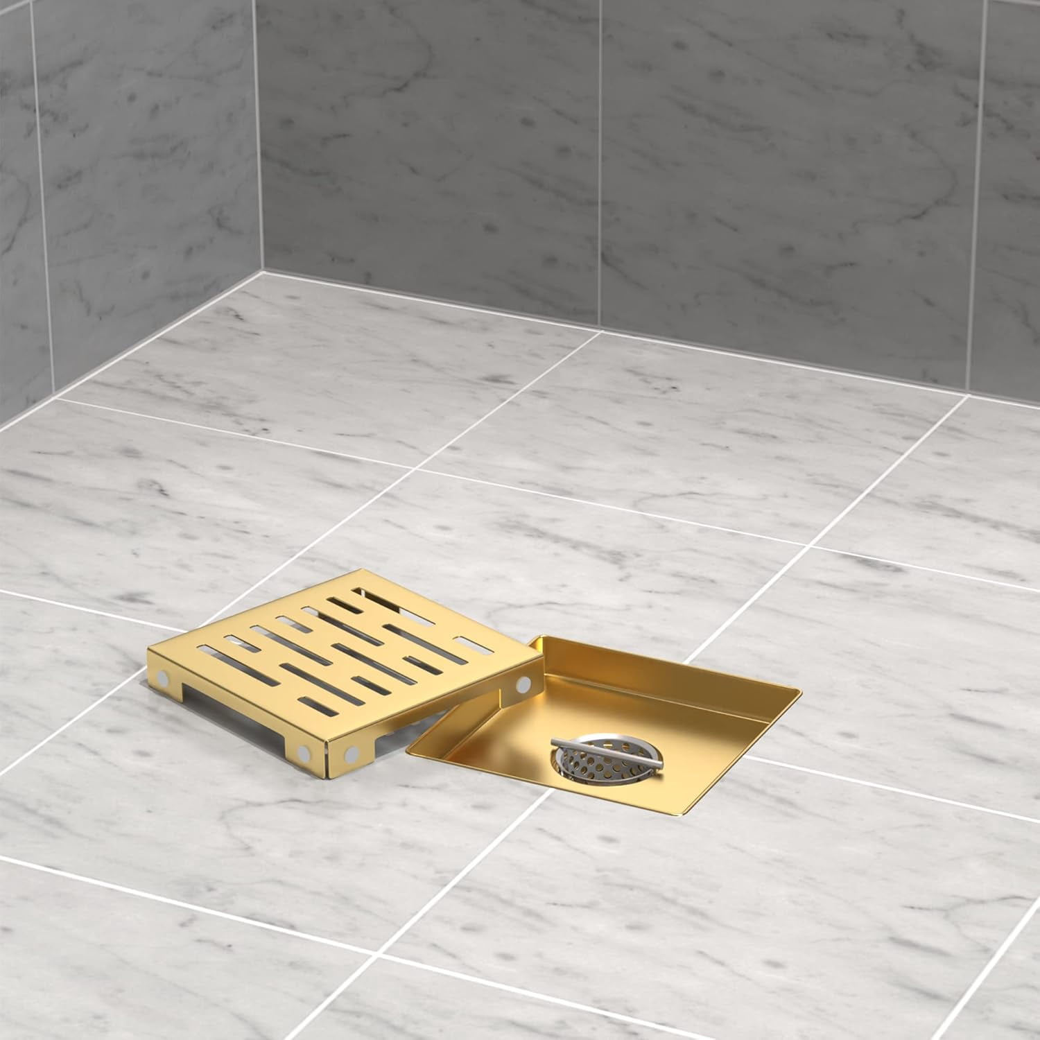 Shower Drain - Stainless Steel Square Shape Shower Floor Drain with ...