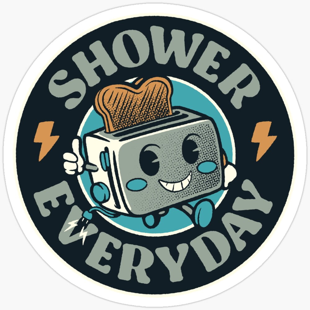 Shower Everyday Vintage Toaster Sticker Phone Decal Water Bottle ...