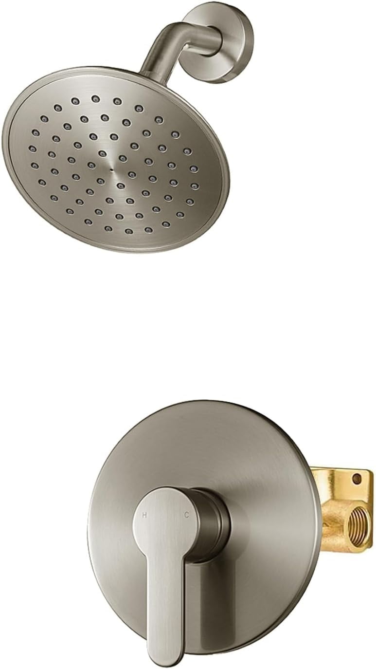 Shower Faucet Set Brushed Nickel, Shower Valve Kit with 6 Inch ...