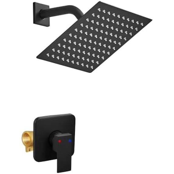 Shower Faucet Set Matte Black, Bathroom Rainfall Shower System with ...