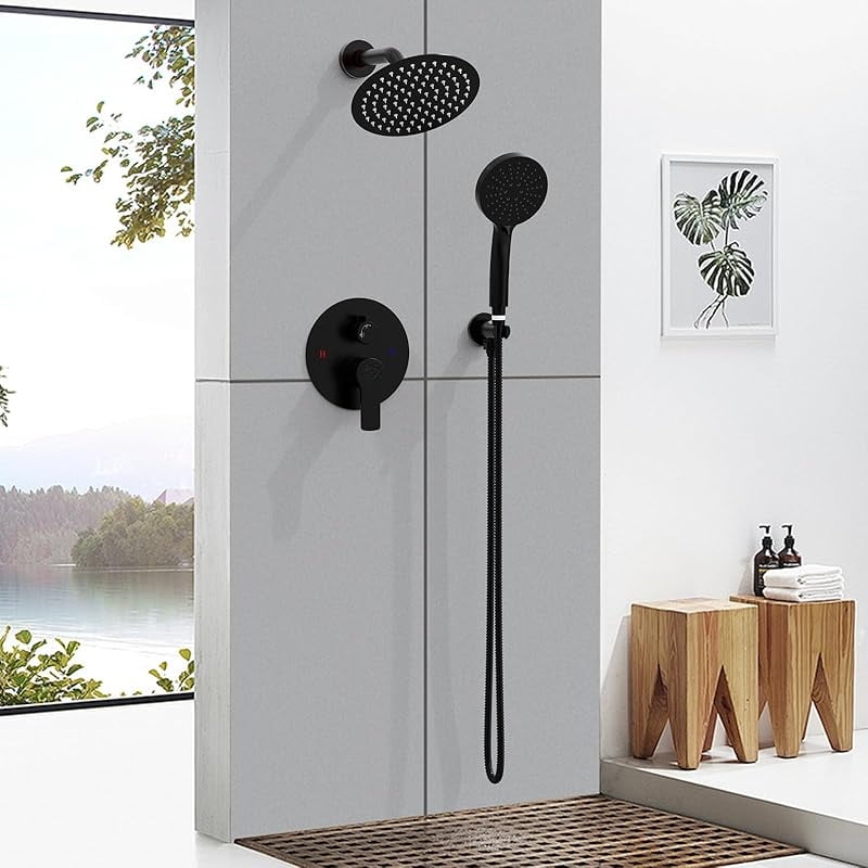 Shower Faucet Set Rain Shower System Valve Kit with Head -3 Setting Handheld High-Pressure ...