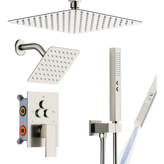 Shower Faucet Set Shower System - Push Button Diverter Dual Shower ...