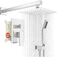 8" Brass Switch Shower Head Combo, Chrome Rainfall Faucet Set System w ...