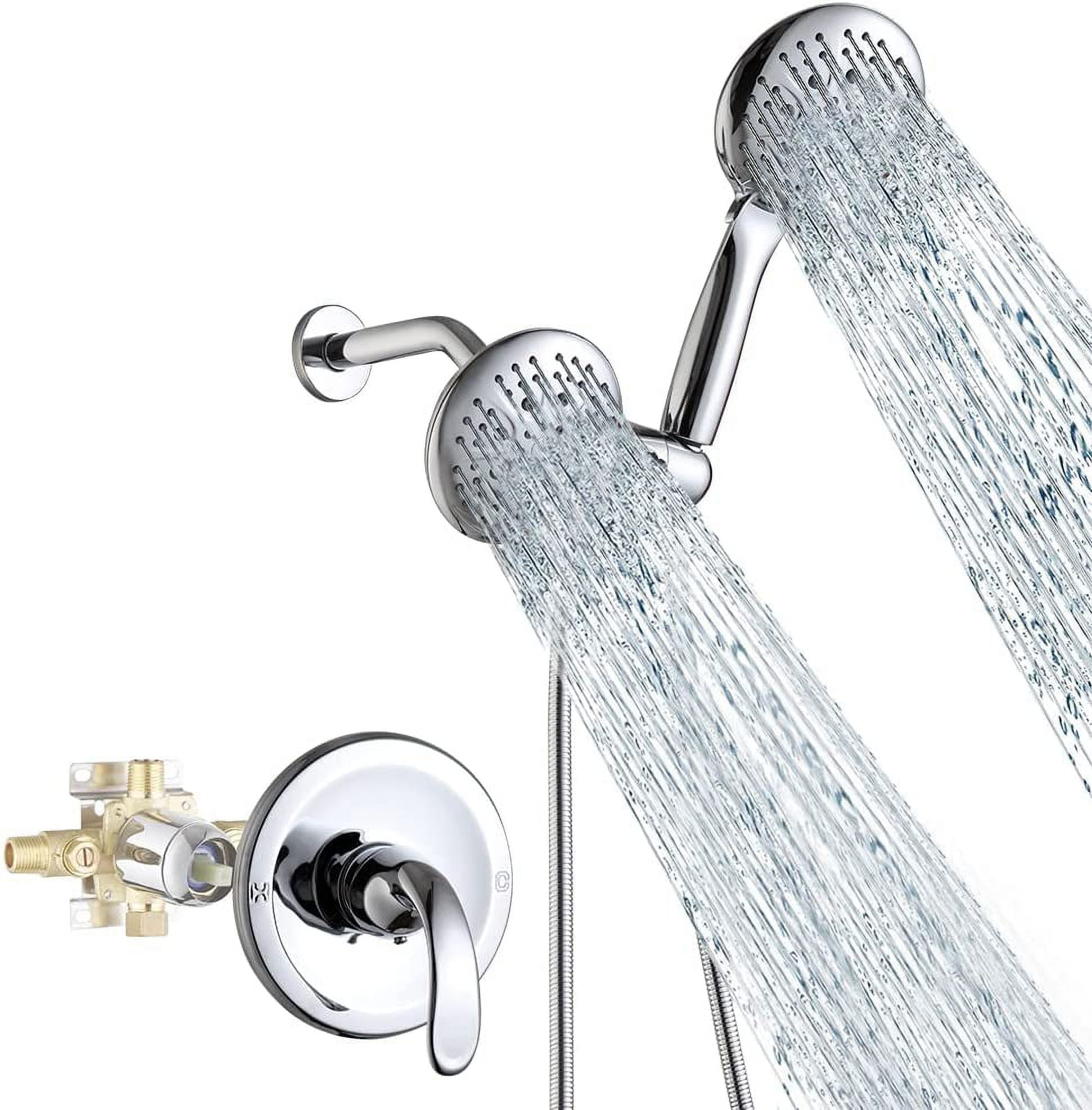 Shower Faucet Set with Valve Chrome Bathroom High Pressure 35 Setting ...