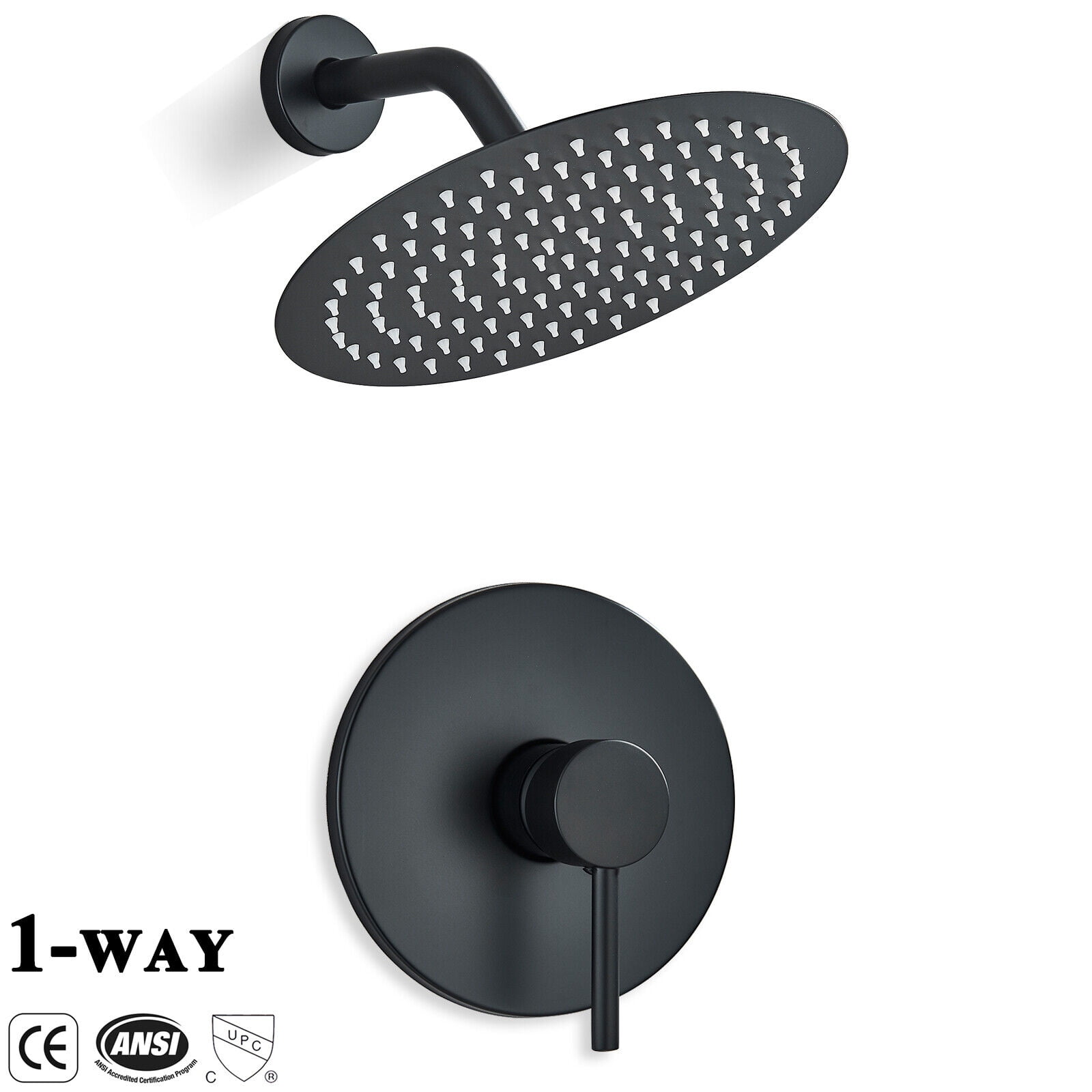 Shower Faucet Set with Valve 8in Round Rain Shower Head Combo Shower ...