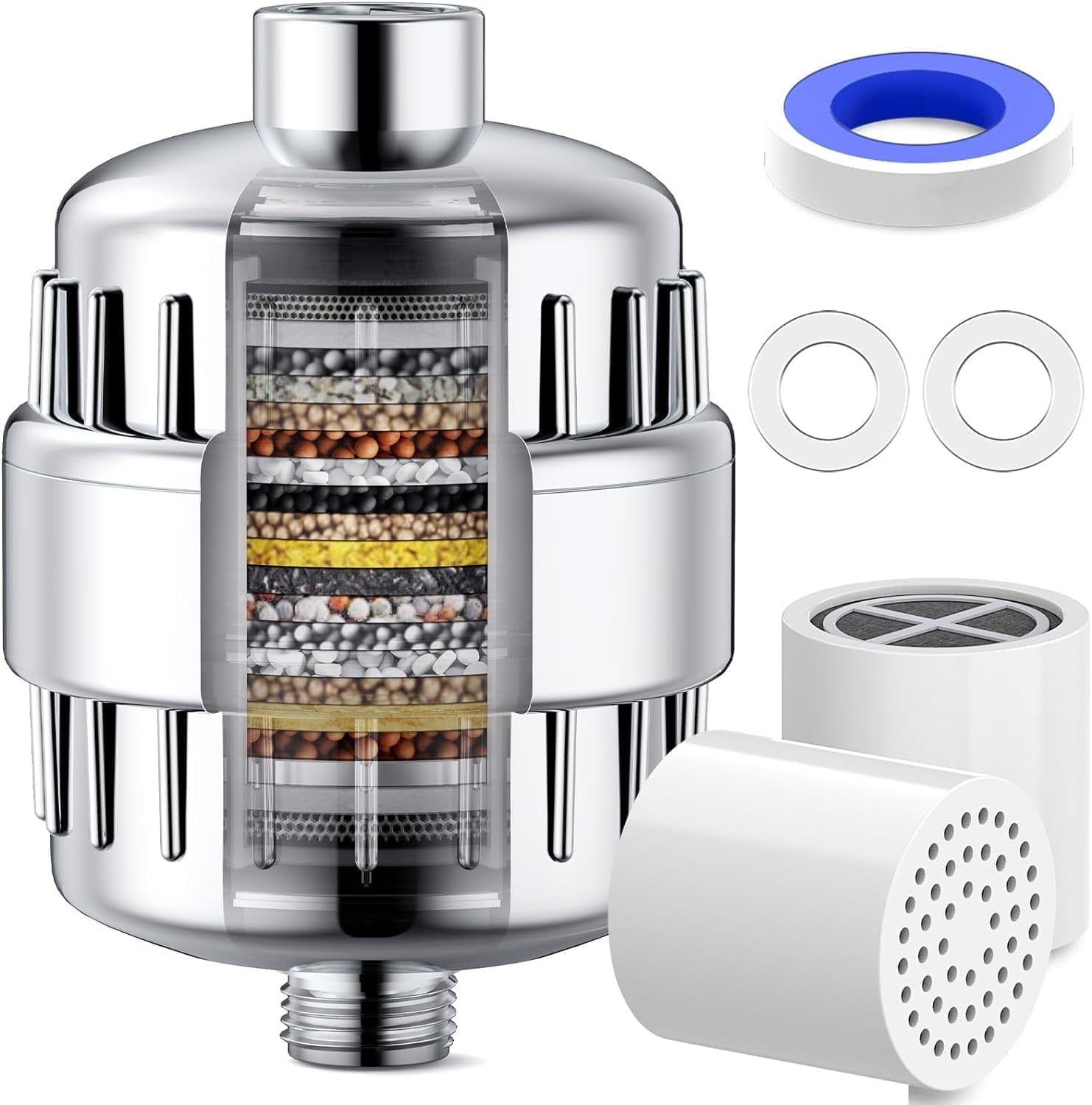 Shower Filter 17 Stage Shower Head Filter for Hard Water with 2 ...