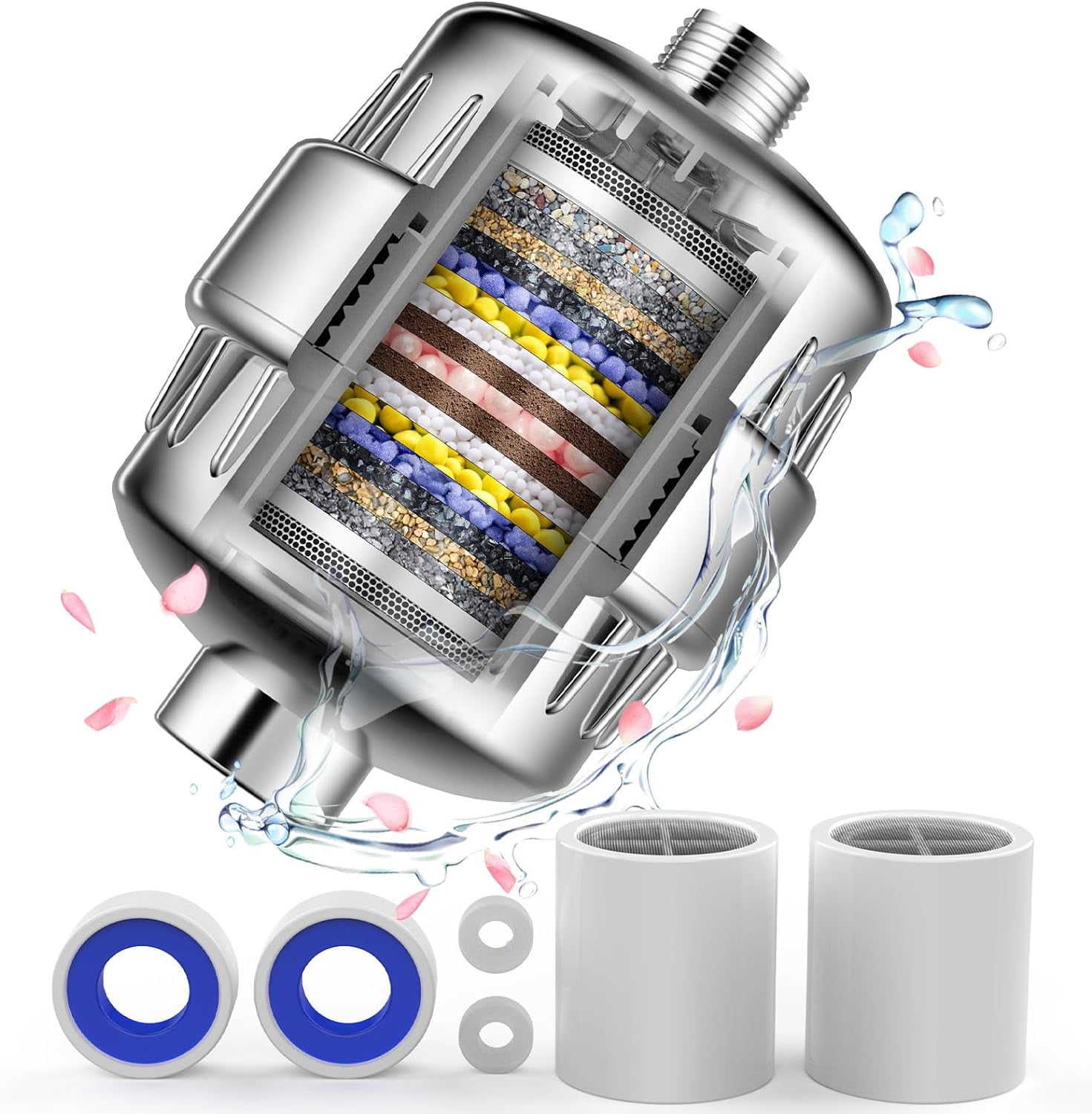 Shower Filter, 20 Stage Filtered Shower Head for Hard Water, Shower ...