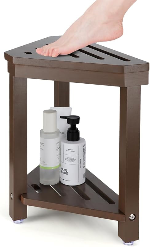 Shower Foot Rest 14in, Acacia Wood Shower Stool for Shaving Legs ...