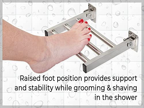 Shower Foot Rest and Shaving Pedestal - Wall Mount Folding Shower Ledge ...