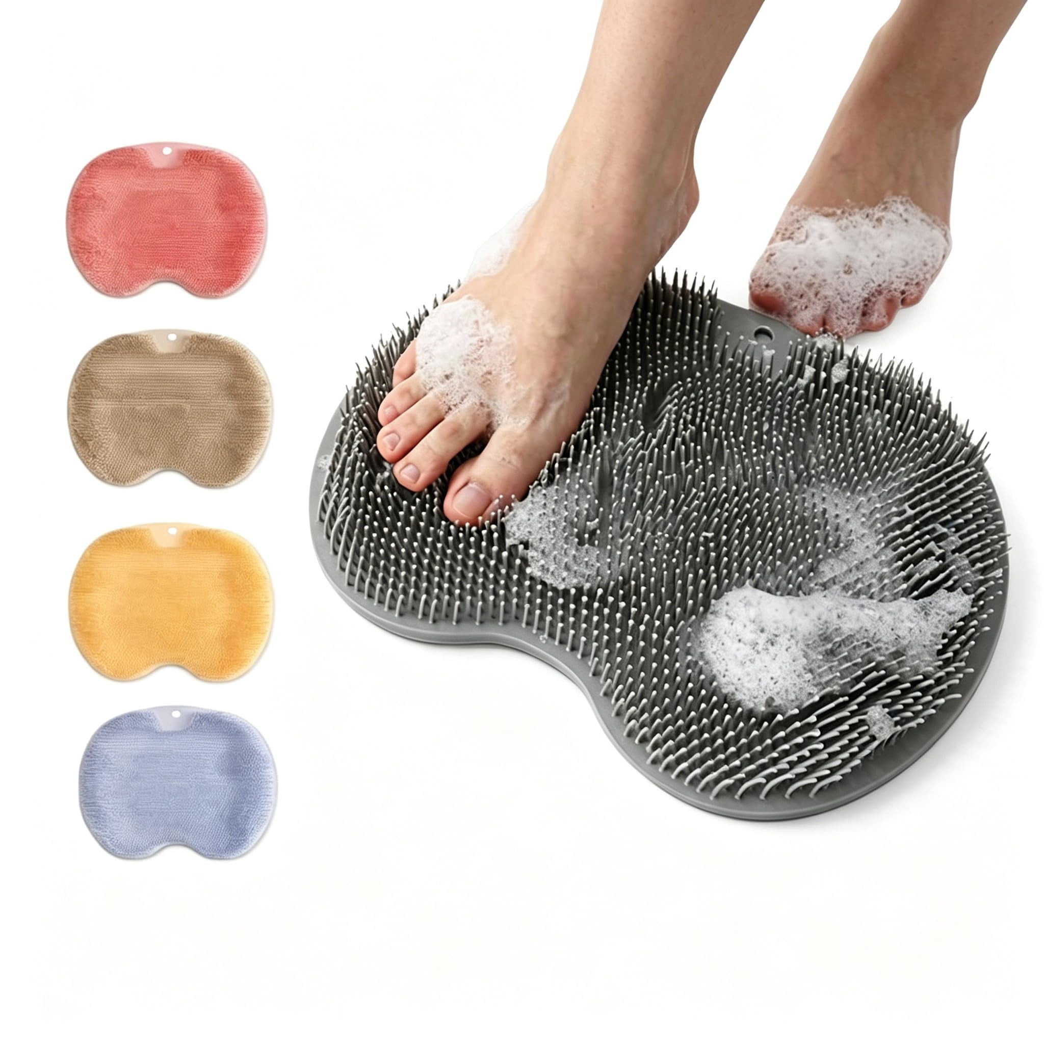 Shower Foot Scrubber Mat, 500+ Silicone Bristles, Non-Slip Suction Cups ...
