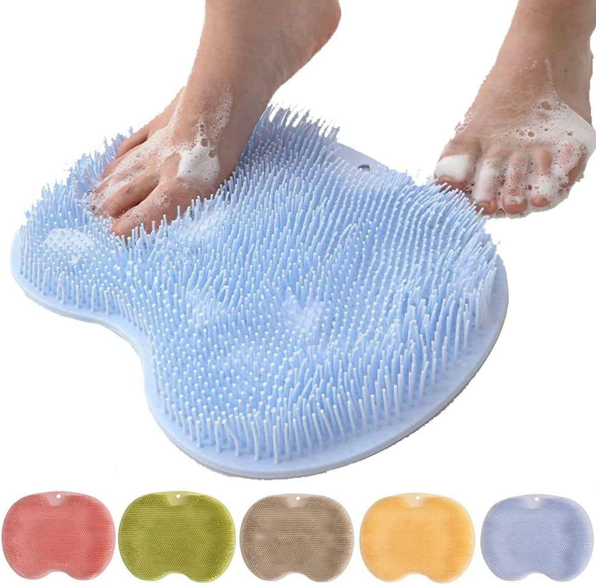 Shower Foot Scrubber Mat with Non-Slip Suction Cups, Foot Back Cleaning ...