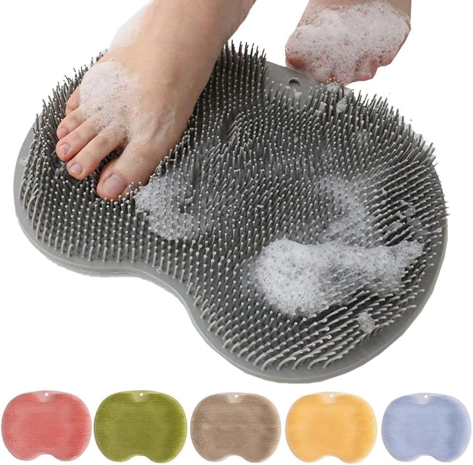 Shower Foot Scrubber Mat with Non-Slip Suction Cups, Foot Back Cleaning ...