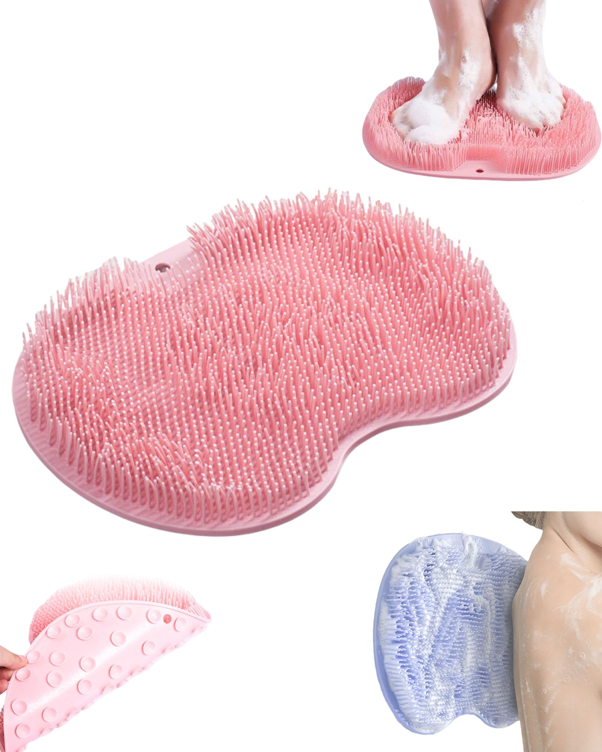 Shower Foot Scrubber Mat with Non-Slip Suction Cups,2-in-1 Silicone ...