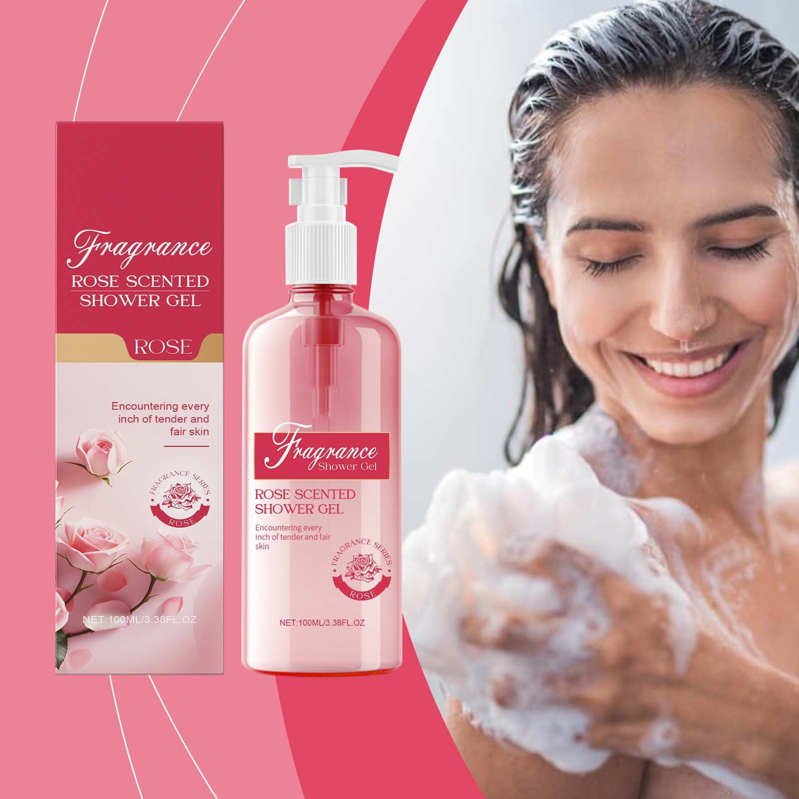 Shower Gel, Rose Moisturizing Shower Gel for Sensitive Skin, 100ml ...