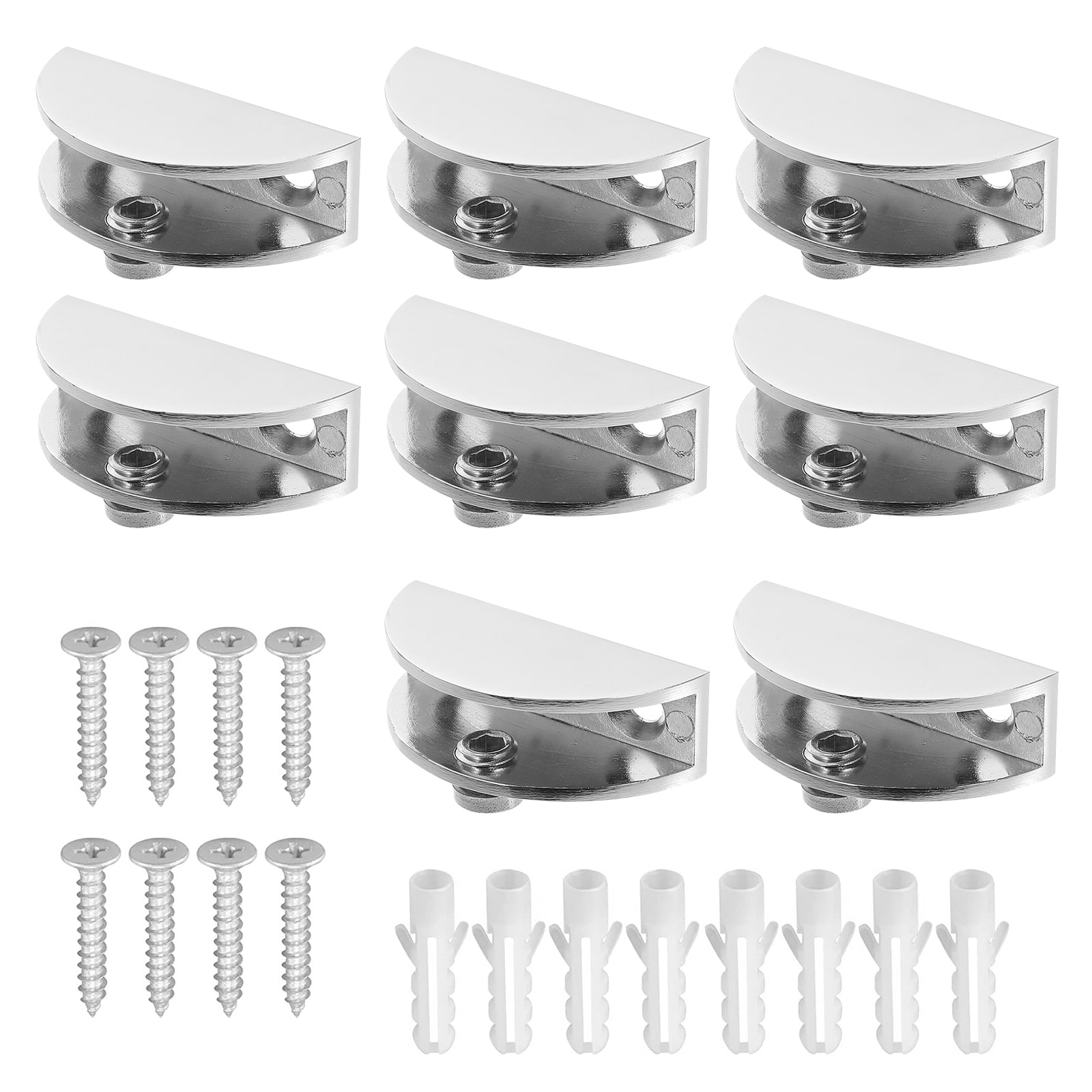 Shower Glass Clamp Adjustable Shelf Shelves Metal Hooks Mirror Desk ...