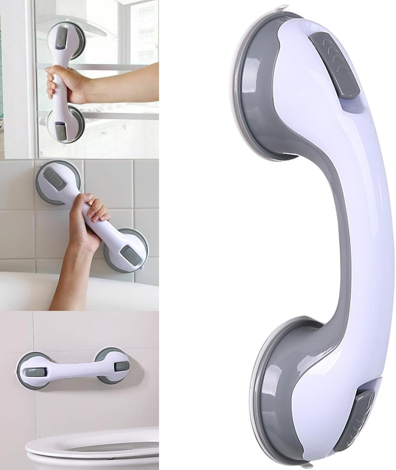 Shower Handles for Elderly Suction Seniors Cup 12 Inch Grey Grab Bar ...