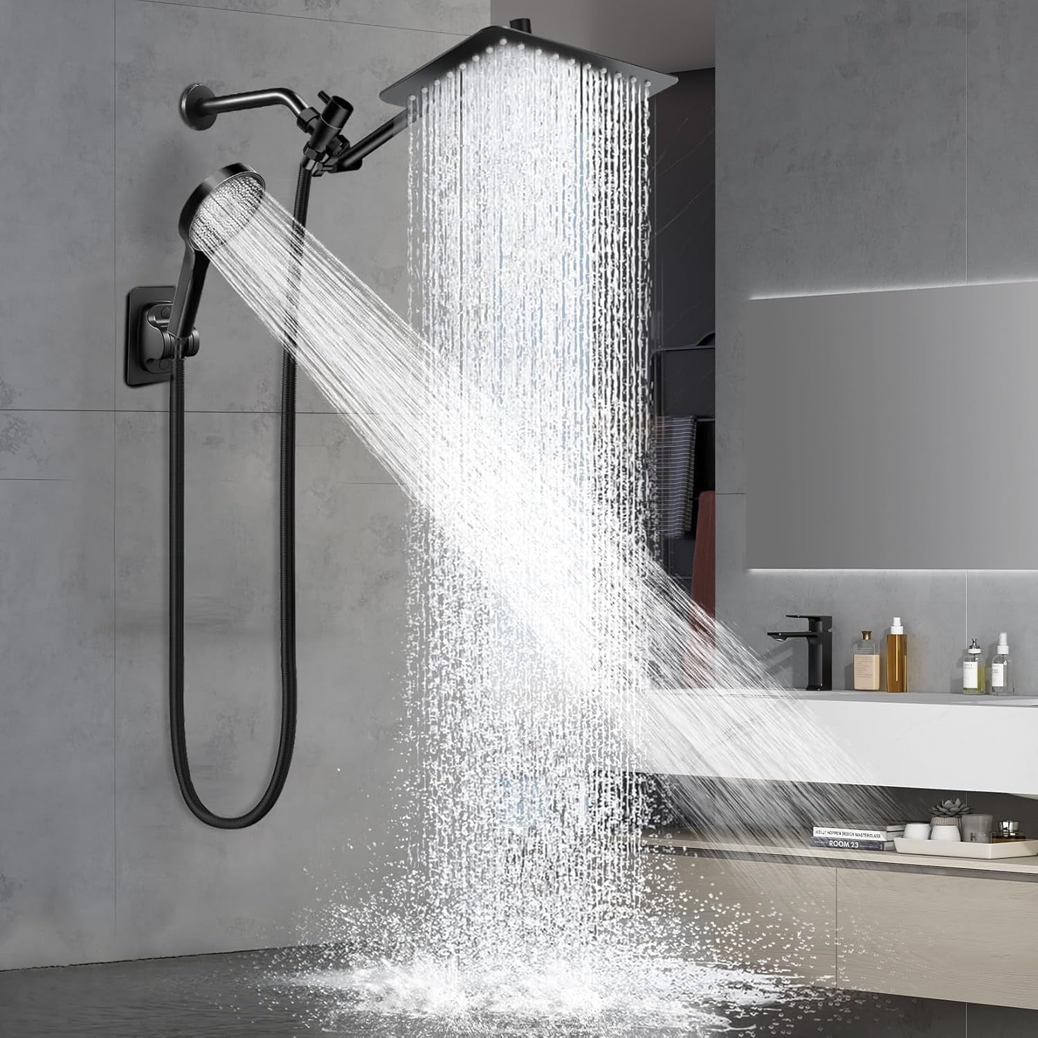 Shower Head,12”Rain Shower Head with Handheld Spray Combo with 11 ...