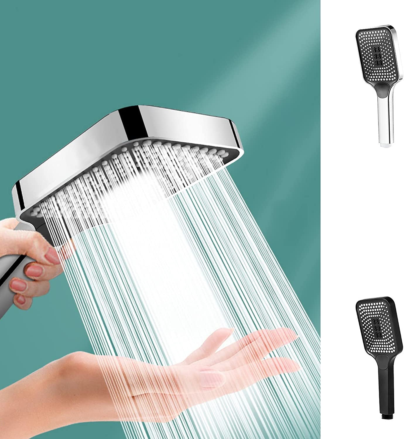 Shower Head, 4 Modes High-Pressure Handheld Showerhead, Hard Water ...