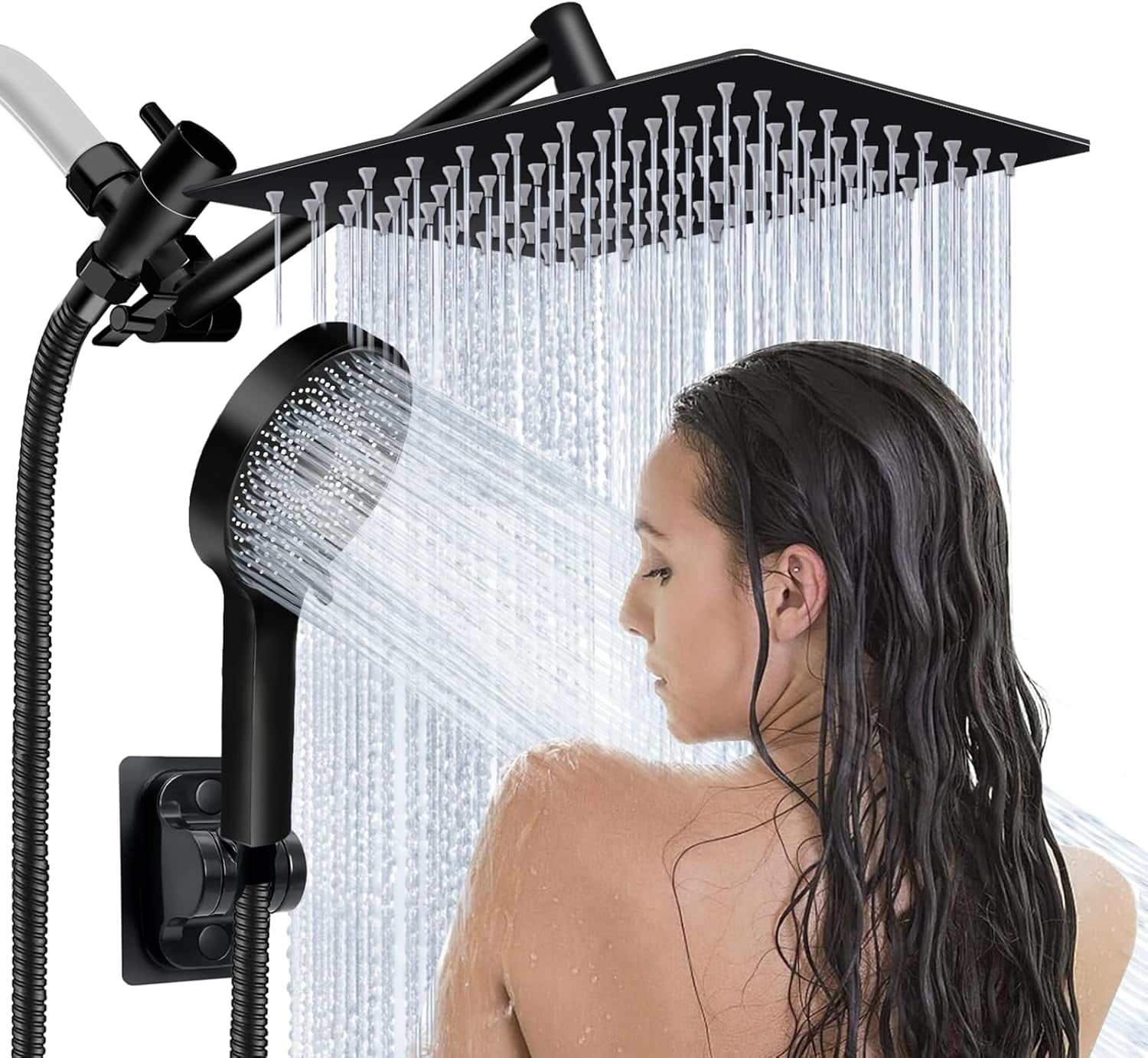 Shower Head,8”Rain Head with Handheld Spray Combo and Adjustable ...