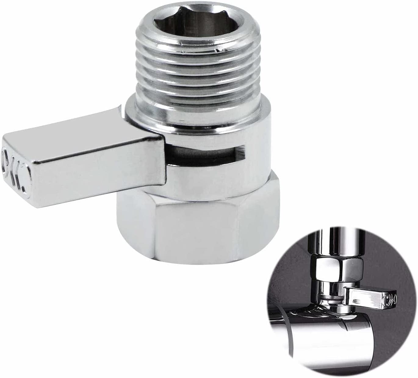 Shower Head Control Stop Valve - G1/2" Thread, Chrome Angle Shut-Off ...