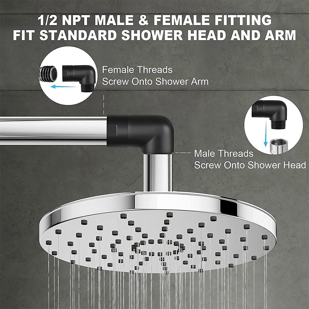 Shower Head Elbow Adapter Shower Extension 90 Degree Shower Arm Adapter ...